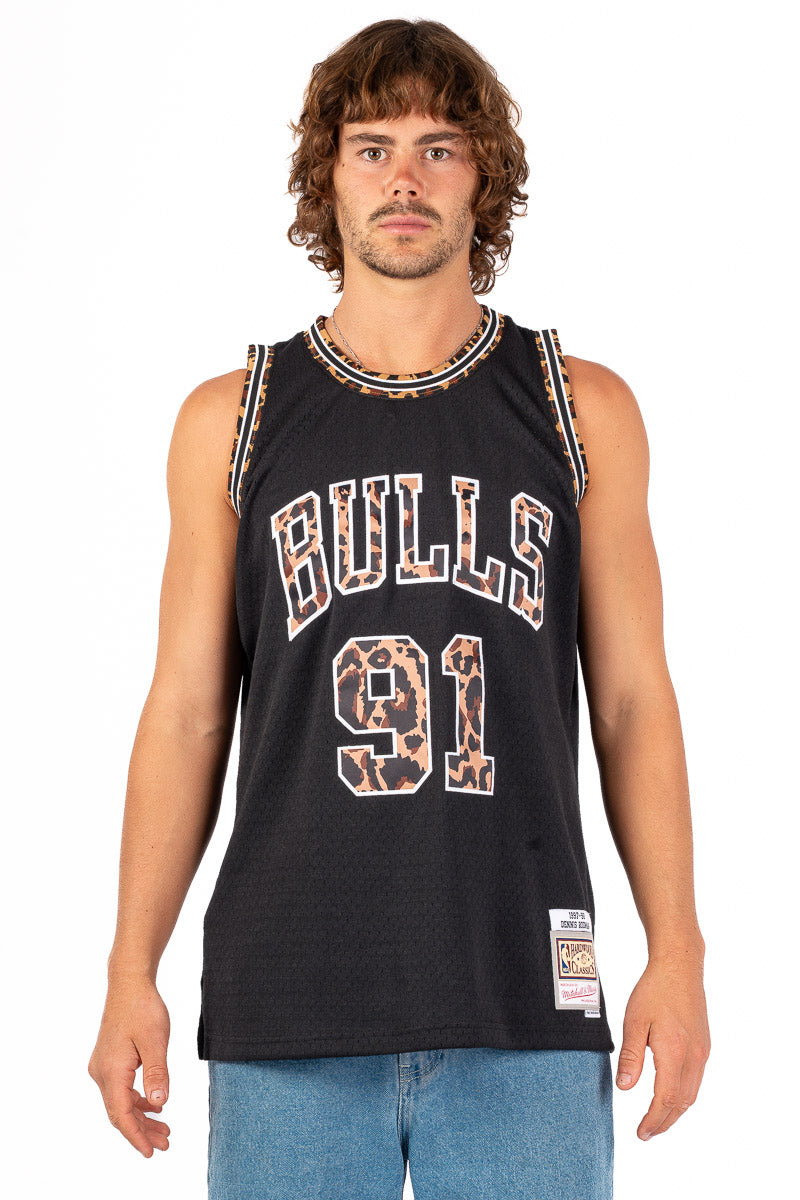 Chicago Bulls Rodman Leopard Logo NBA Hardwood Classic Jersey ...